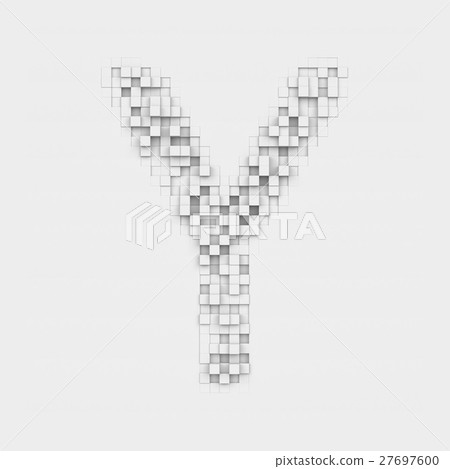 Rendering large letter Y made up of white square - Stock Illustration ...