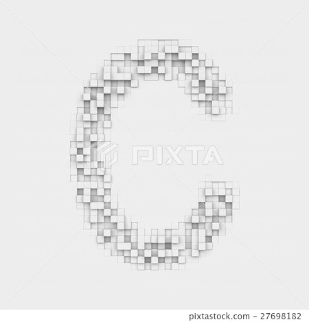 Rendering large letter C made up of white square - Stock Illustration ...