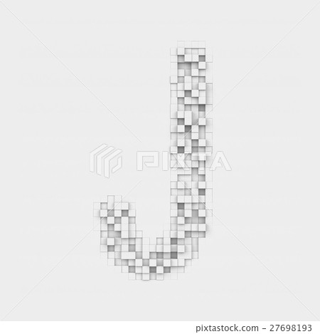 Rendering large letter J made up of white square - Stock Illustration ...