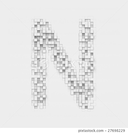 Rendering large letter N made up of white square - Stock Illustration ...