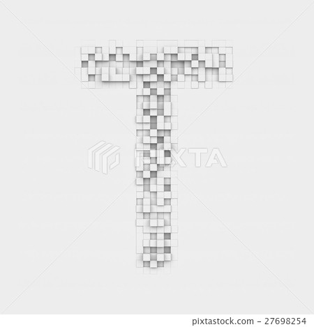 Rendering large letter T made up of white square - Stock Illustration ...