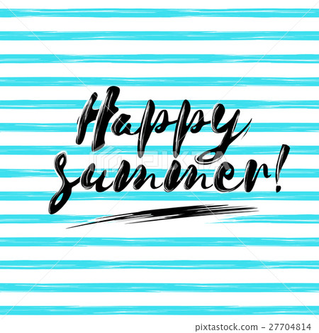 Happy summer brush lettering composition. Phrase - Stock Illustration ...