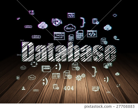 Database concept: Database in grunge dark room - Stock Illustration ...