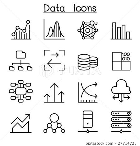 Database , Data & Graph icon set in line style - Stock Illustration ...
