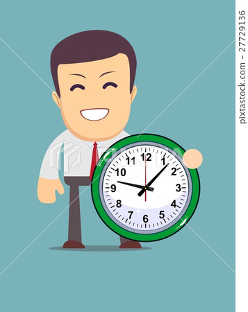 funny cartoon office worker with clock - Stock Illustration [27729136 ...