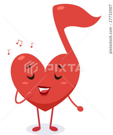 Musical Note Mascot Heart Sing - Stock Illustration [27732007] - PIXTA