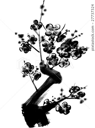 Ink painting plum - Stock Illustration [27737324] - PIXTA
