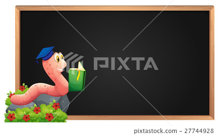 Frame template with worm reading book - Stock Illustration [27744928 ...