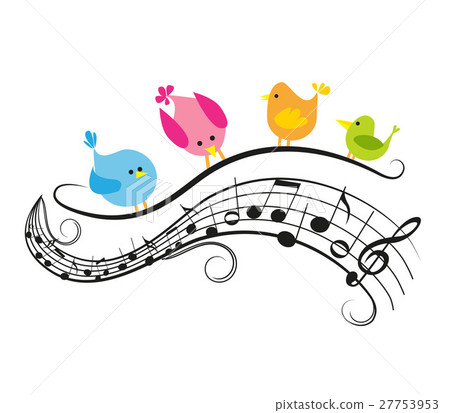 Musical notes with birds - Stock Illustration [27753953] - PIXTA