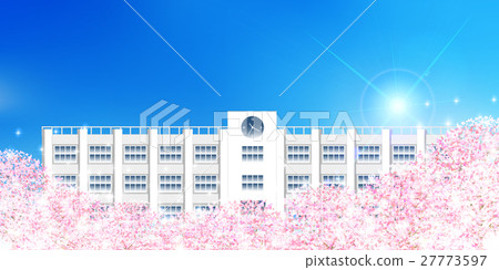 Sakura school spring background - Stock Illustration [27773597] - PIXTA