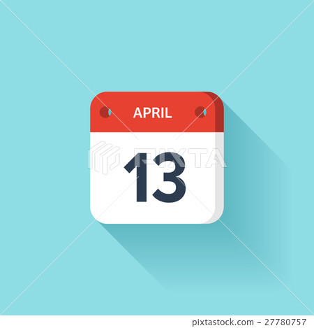 April 13. Isometric Calendar Icon With Shadow - Stock Illustration ...