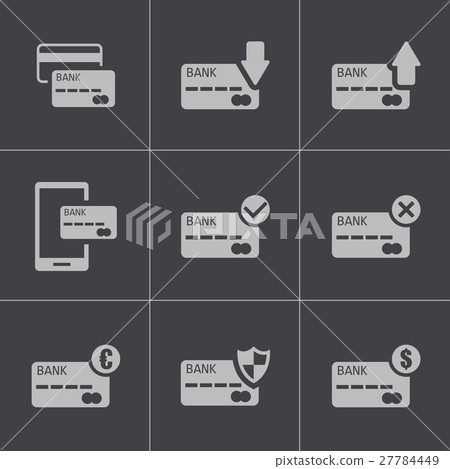 Vector black credit card icons set - Stock Illustration [27784449] - PIXTA