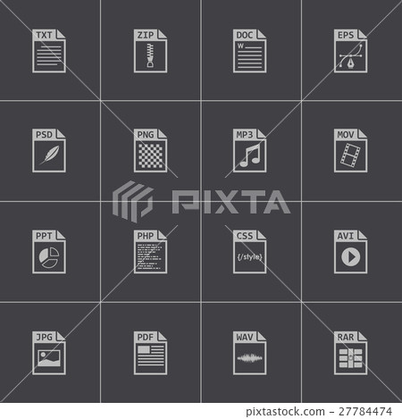 Vector black file type icons set - Stock Illustration [27784474] - PIXTA
