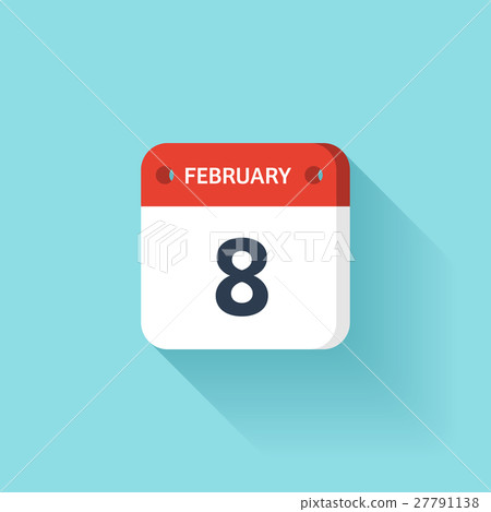 February 8. Isometric Calendar Icon With Shadow - Stock Illustration ...