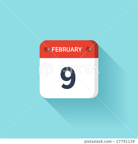 February 9. Isometric Calendar Icon With Shadow - Stock Illustration ...