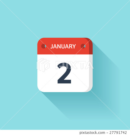 January 2. Isometric Calendar Icon With Shadow - Stock Illustration ...