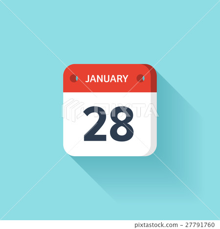 January 28. Isometric Calendar Icon With Shadow - Stock Illustration ...