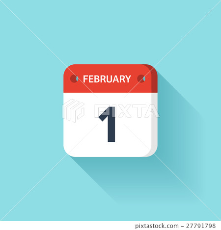February 1. Isometric Calendar Icon With Shadow - Stock Illustration ...