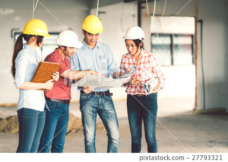 Diverse group of engineers at construction site - Stock Photo [27793321 ...