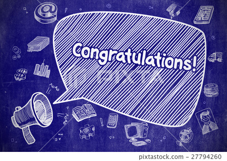 Congratulations - Doodle Illustration on Blue - Stock Illustration ...