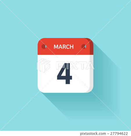 March 4. Isometric Calendar Icon With Shadow - Stock Illustration ...