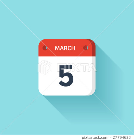 March 5. Isometric Calendar Icon With Shadow - Stock Illustration ...
