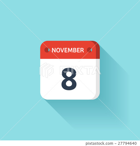 November 8. Isometric Calendar Icon With Shadow - Stock Illustration ...