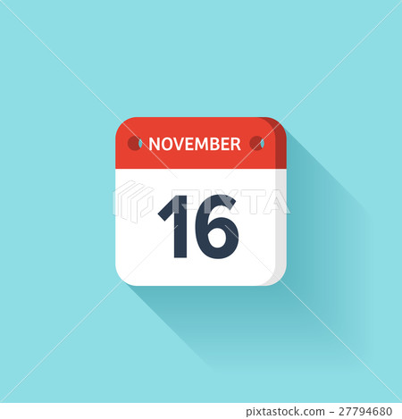 November 16. Isometric Calendar Icon With Shadow - Stock Illustration ...