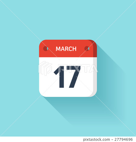 March 17. Isometric Calendar Icon With Shadow - Stock Illustration ...