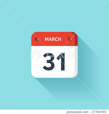 March 31. Isometric Calendar Icon With Shadow - Stock Illustration ...