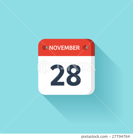 November 28. Isometric Calendar Icon With Shadow - Stock Illustration ...