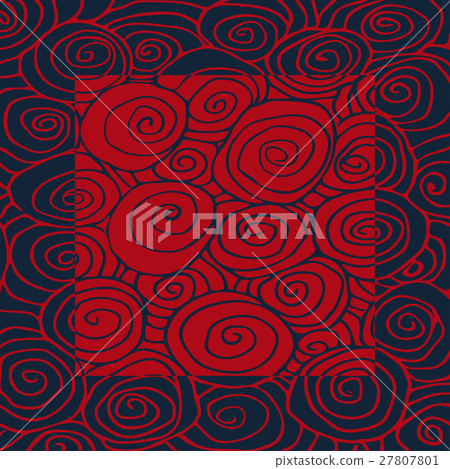 Wave hand-drawn pattern, waves frame square - Stock Illustration ...