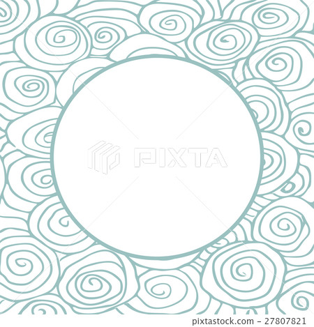 Wave hand-drawn pattern, waves frame circle - Stock Illustration ...