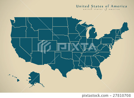 Modern Map - United States USA with states - Stock Illustration ...