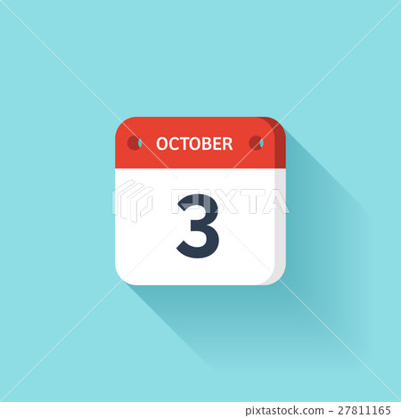 October 3. Isometric Calendar Icon With Shadow - Stock Illustration ...