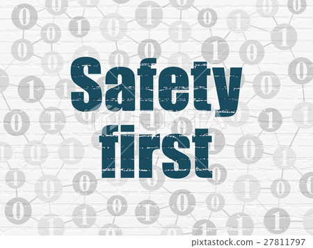 Protection concept: Safety First on wall - Stock Illustration [27811797 ...