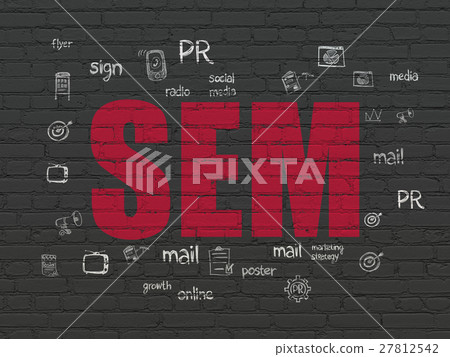 Marketing concept: SEM on wall background - Stock Illustration ...