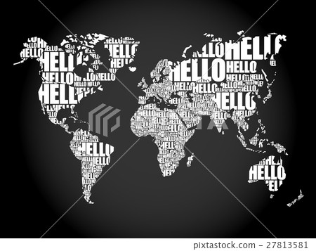 HELLO Word Cloud World Map in Typography - Stock Illustration [27813581 ...