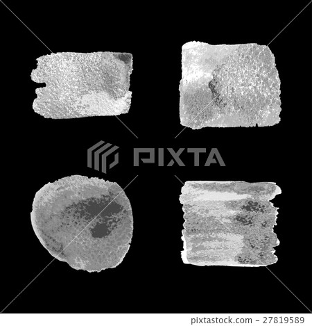 Vector silver paint smear stroke stain set - Stock Illustration ...