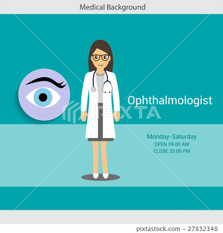 Medical background design. Ophthalmologist with... - Stock Illustration ...