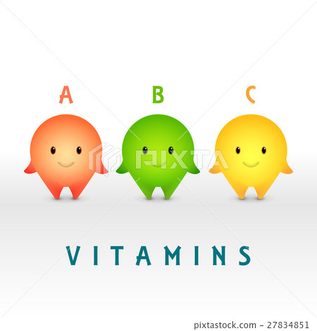 Cartoon characters. Vitamins for healthy lifestyle - Stock Illustration ...