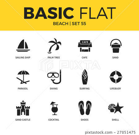 Basic set of beach icons - Stock Illustration [27851475] - PIXTA