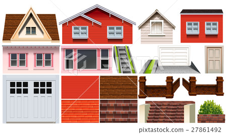 Different design of house and other house elements - Stock Illustration ...