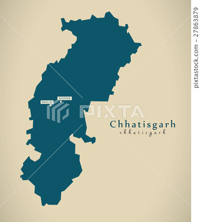 Modern Map - Chhatisgarh IN India federal state - Stock Illustration ...