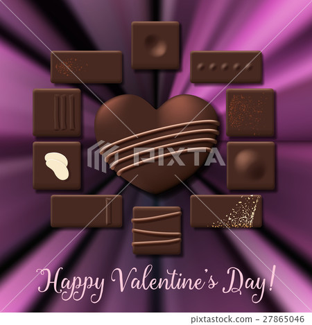 Valentines Day card with chocolate sweet candy - Stock Illustration ...