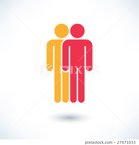 Colored two people man figure with gray shadow - Stock Illustration ...