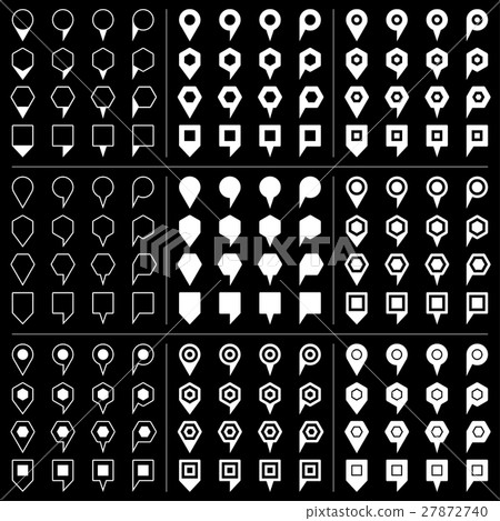 White map pins sign icon on black background - Stock Illustration ...