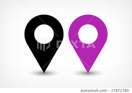 Purple map pins sign icon in flat style - Stock Illustration [27872760 ...