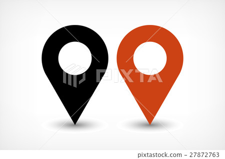Brown map pins sign icon in flat style - Stock Illustration [27872763 ...