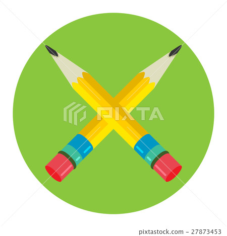 Two pencil Icon flat vector illustration logo. - Stock Illustration ...